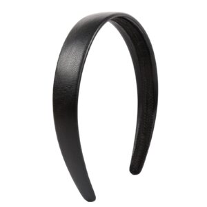 wovowovo black headband for women and girls 1 inch leather head bands for women's hair non slip vintage black hairbands solid color