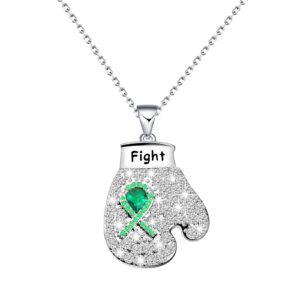 chooro green awareness ribbon charm boxing glove necklace gift for lymphoma/lyme disease/mental illness/bipolar disorder/cerebral palsy (green awareness n)