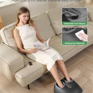 Neuksso Foot Massager with Heat, Shiatsu Deep Kneading Foot Massager Machine with Multiple Massage Modes & Adjustable Air Intensity for Home and Office Use, Fits Feet Up to Men Size 12 (Gray)