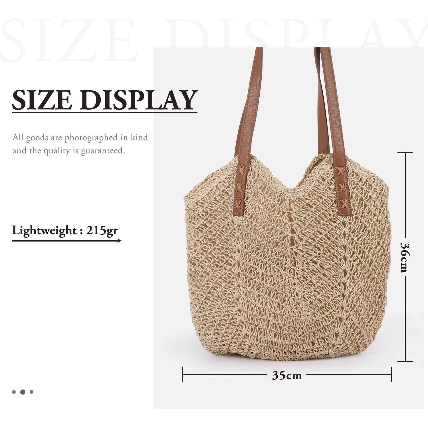 Oweisong Women Straw Beach Bag Large Summer Purse Woven Straw Handbags Tote Shoulder Bag for Vacation Travel