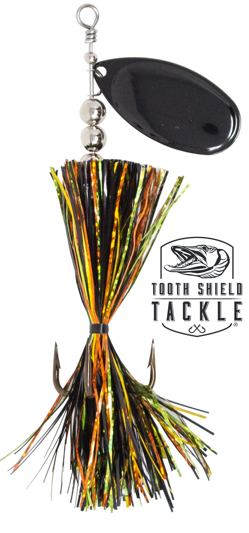 Tooth Shield Tackle The Baby Chubby Musky Bucktail Muskie Pike # 6 French Blade Inline Spinner Musky Lures Baits Tackle (Perch / Black)