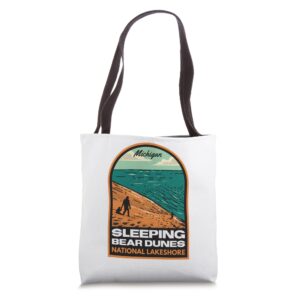 sleeping bear dunes national lakeshore michigan vintage tote bag