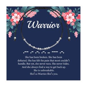 lywjyb birdgot inspirational morse code bracelets for women strength motivational warrior gift (code warrior br)