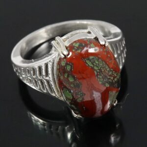 Silver Band Solid 925 Sterling Silver Red Jasper Gemstone Ring Handmade for Women by Goyal Exports SRG350M (US-8)