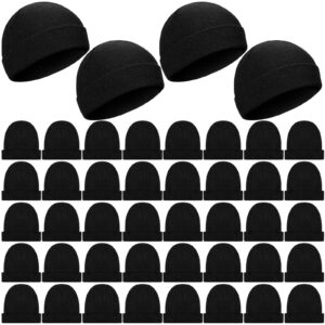 tarpop 96 pack beanies unisex bulk for men women, winter beanie hats packs knit hat warm beanies winter skull cap(black)