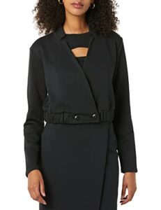 terea women's madelyn cropped french terry jacket, black, l