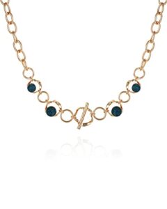 vince camuto 14k gold tone twisted link necklace, gold and pantone semistone