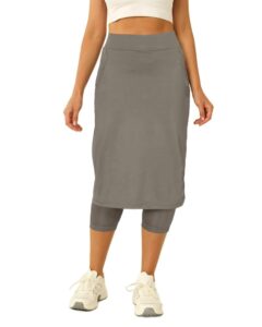 aurgelmir womens tennis skirt with capris leggings golf knee length skorts athletic long skirts for women with pockets grey