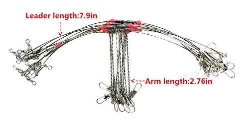 10pcs Fishing Wire Leader Saltwater Tackle Rig,70LB High-Strength Fishing Wire Gear Equipment for Lures Bait Hooks,Arms 1/2/3/4,Arm 2.76/4.72in Available (1 Arm, Arms Length-4.72inch)