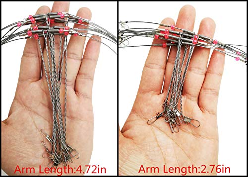 10pcs Fishing Wire Leader Saltwater Tackle Rig,70LB High-Strength Fishing Wire Gear Equipment for Lures Bait Hooks,Arms 1/2/3/4,Arm 2.76/4.72in Available (1 Arm, Arms Length-4.72inch)