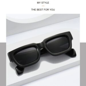 SHEEN KELLY Retro Thick Rectangular Sunglasses For Men Women Trendy Chunky Square Frame Tinted Lens Fashion Cute Eyewear