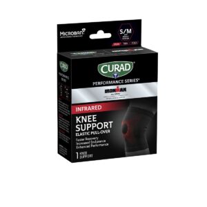 CURAD Performance Series IRONMAN Infrared Knee Support, Elastic Knee Sleeve for Pain Management, Compression Support for Enhanced Recovery and Performance, Powered by CELLIANT Technology, Small/Medium