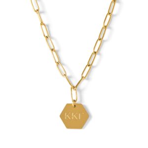 sorority shop kappa kappa gamma paperclip necklace — kkg 18k gold plated sorority gifts necklace, long-lasting kappa kappa gamma gifts for women