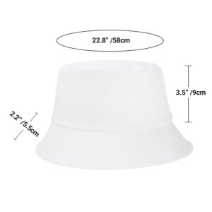 Women Men Bucket Hat Unisex Packable Cotton Sun Hat Plain Colors 9 Pack (9 Pack White)