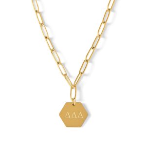 sorority shop delta delta delta paperclip necklace — ddd 18k gold plated sorority gifts necklace, long-lasting delta delta delta gifts for women