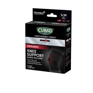 CURAD Performance Series IRONMAN Infrared Knee Support, Elastic Knee Sleeve for Pain Management, Compression Support for Enhanced Recovery and Performance, Powered by CELLIANT Technology, Small/Medium