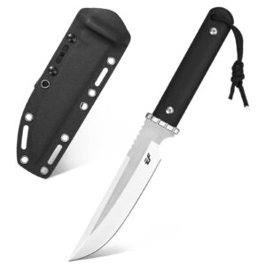 eafengrow ef123 fixed blade knife 14c28n steel blade g10 handle fixed knife for outdoor camping hunting survival tool knives with kydex sheaths(black)