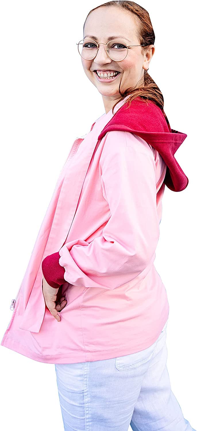 Esther's Story Mastectomy/Breast Surgery Recovery Shirt with Drain Pockets (Medium, Pink Cherry Hood)