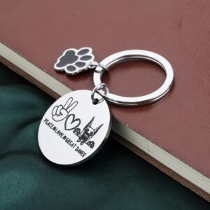 PLITI Great Dane Keychain Great Dane Mom Gift Great Dane Owner Gift Great Dane Lover Gift Peace Love Great Danes Keyring (peace love danes ky)