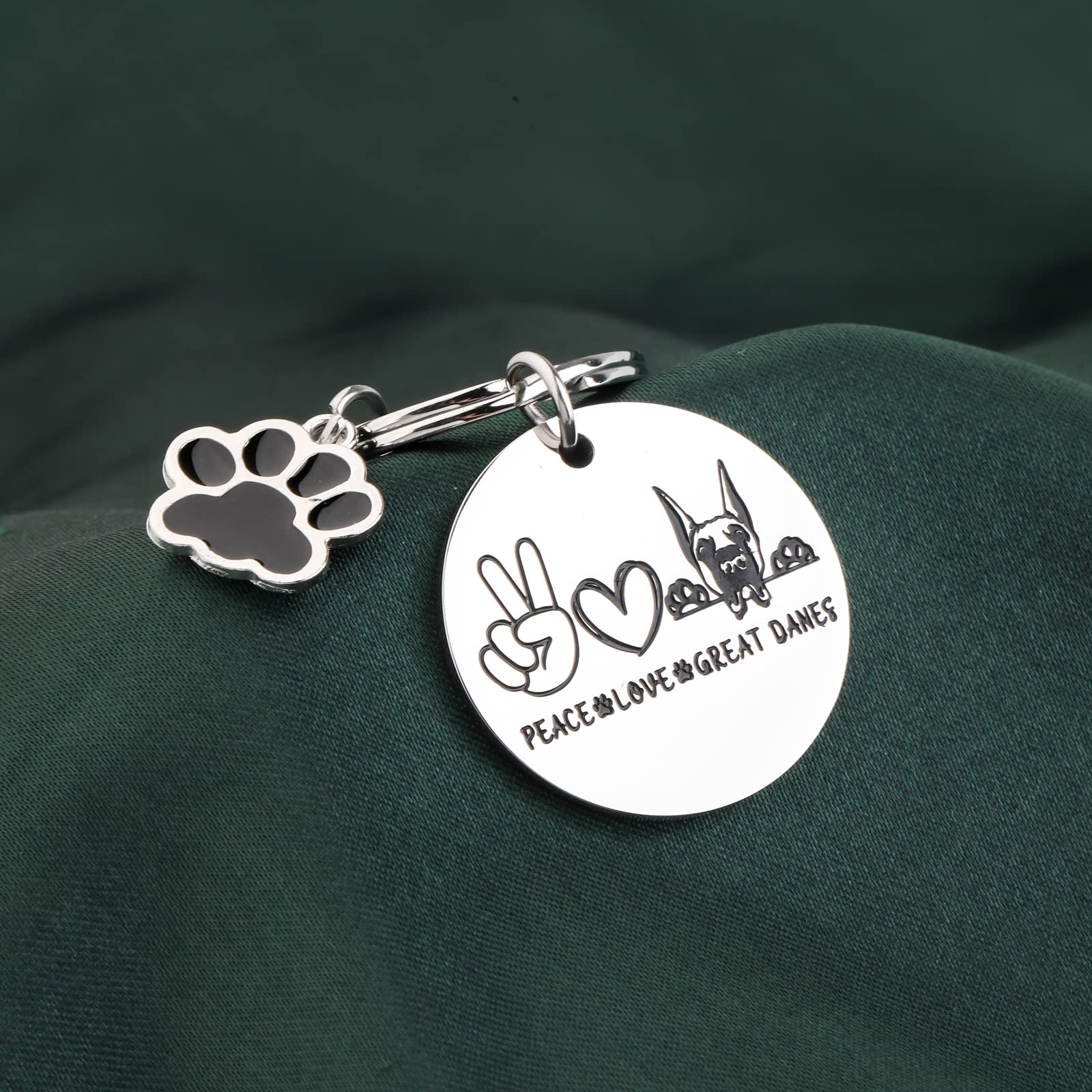 PLITI Great Dane Keychain Great Dane Mom Gift Great Dane Owner Gift Great Dane Lover Gift Peace Love Great Danes Keyring (peace love danes ky)