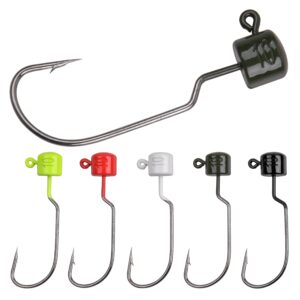 ned rig jig heads for soft lures, 20pcs wide gap shroom jig hooks set offset ned hooks for bass fishing (1/4oz)