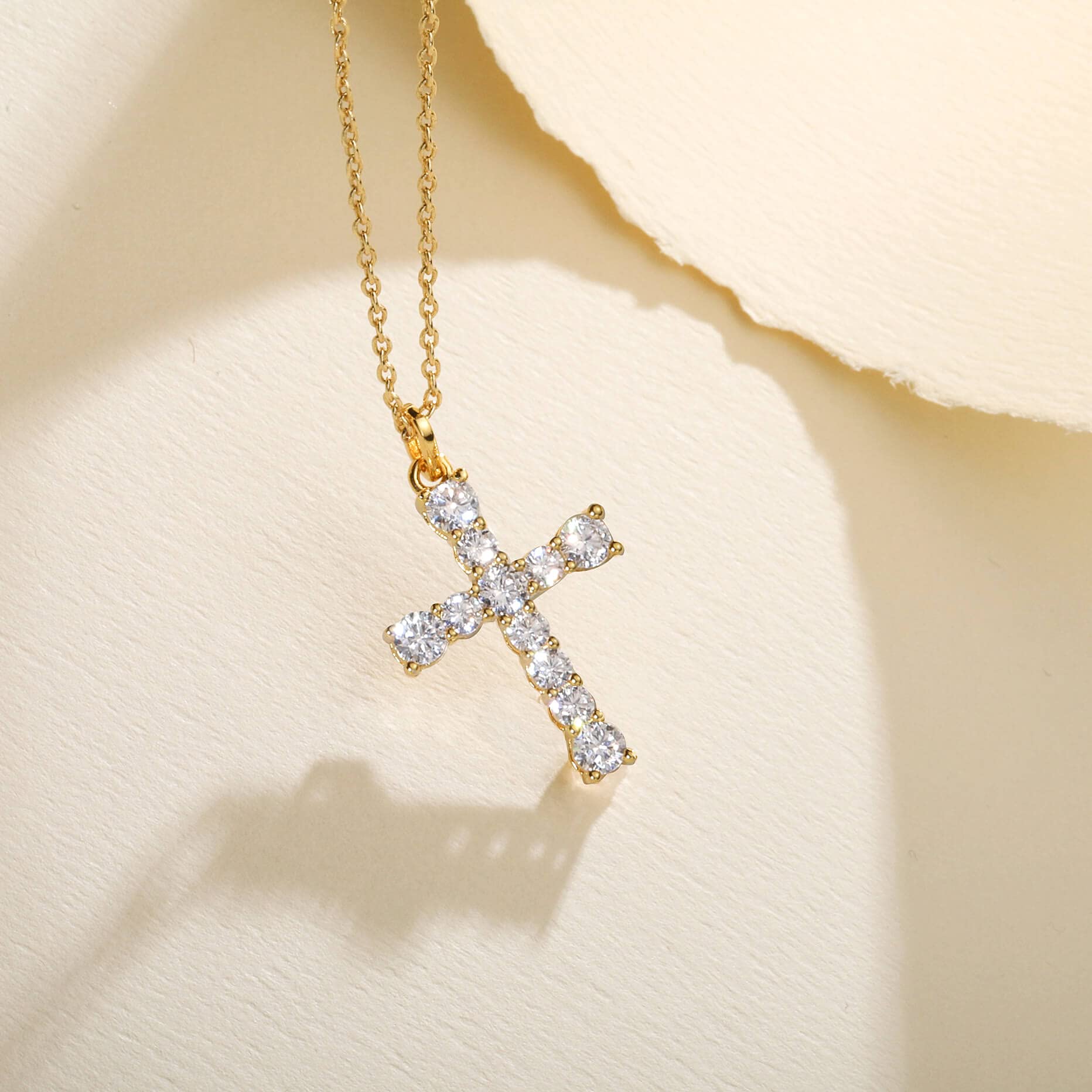 Meow Star Cross Necklace for Women Gold Plated Cross Pendant Necklace Cross Layered Necklace Minimalist Simple God Lords Prayer Religious Jewelry Gift