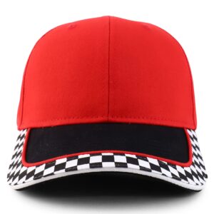 Armycrew XXL Oversized Racing Flag Structured Cotton Twill Baseball Cap - Red - 2XL