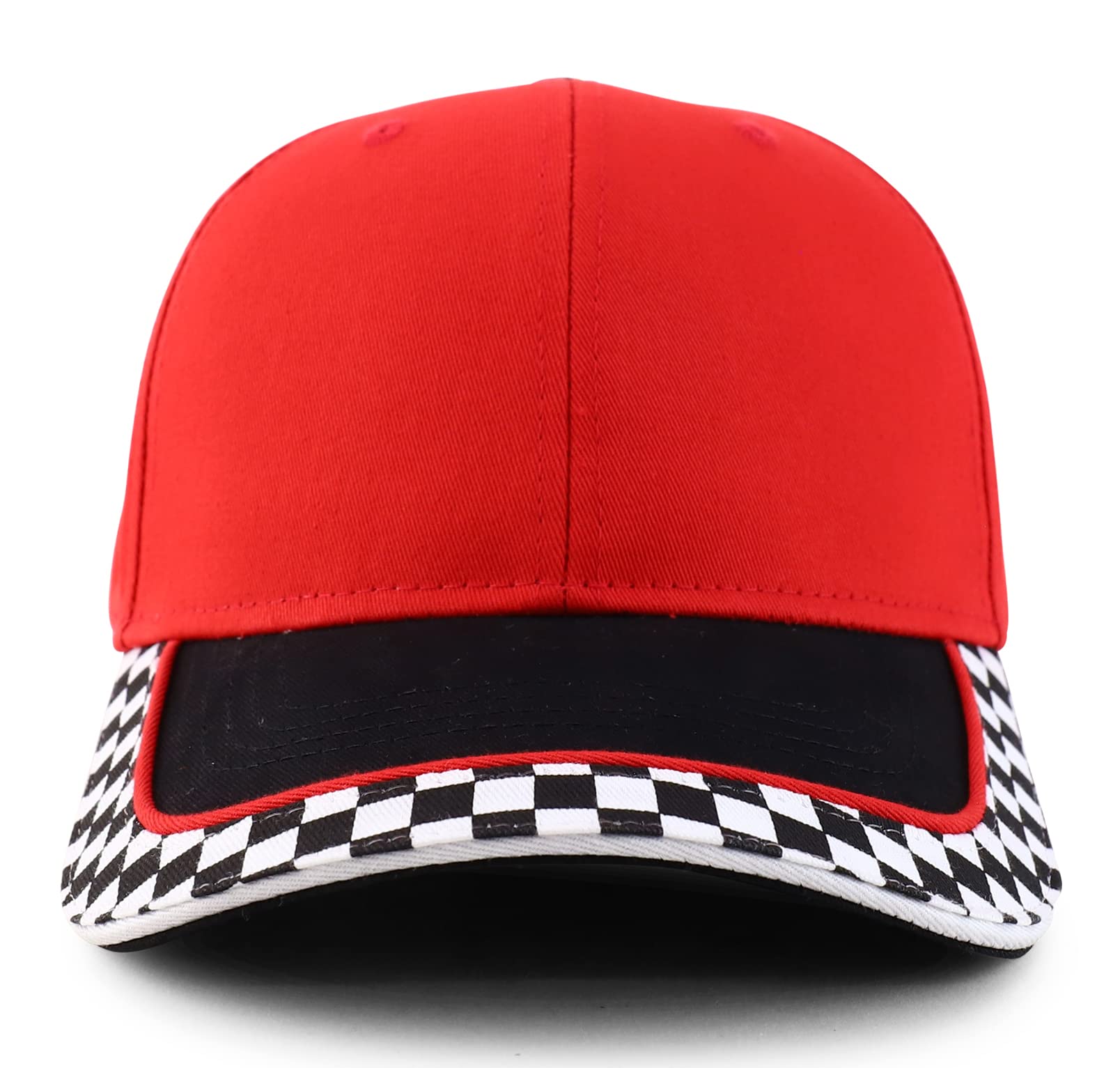 Armycrew XXL Oversized Racing Flag Structured Cotton Twill Baseball Cap - Red - 2XL