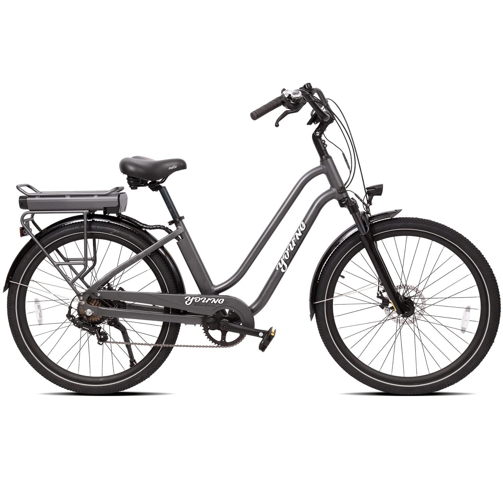 SDU Young Electric Hybrid Cruiser Bike, Up to 90 Miles Long Rang, True Comfort 350W Pedal Assist Beach City Commuter 27.5" E-Bike for Adults