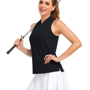 Black Racerback Tank Tops for Womens Golf Polo Shirts Sleeveless Summer Lightweight Moisture Wicking Tennis Shirts Apparel