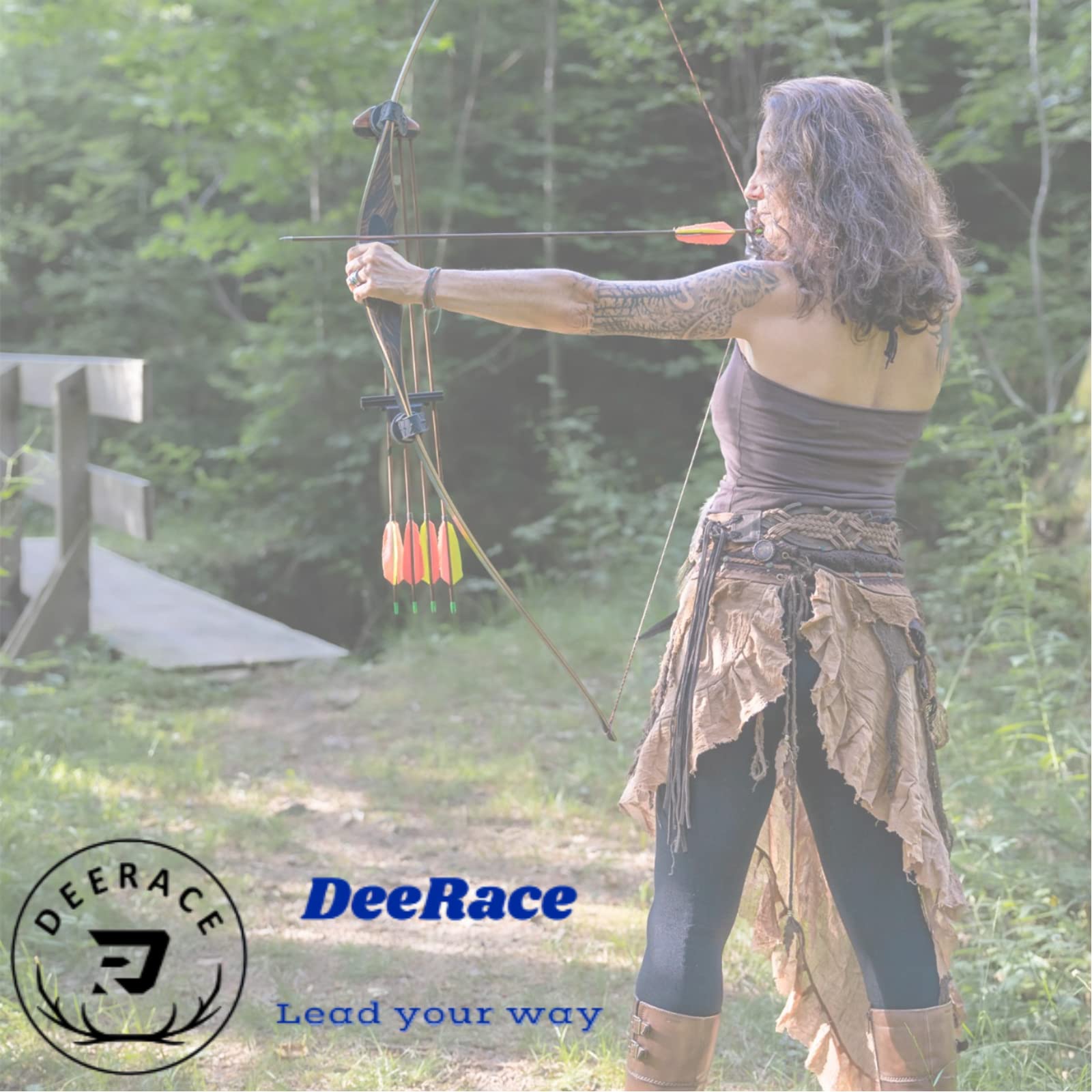 DEERACE Takedown Recurve Bow and Arrow Set 62" Classic Traditional Wooden Bow for Adults Youth Beginner Hunting Targeting Archery (35 Lbs, Right Hand)