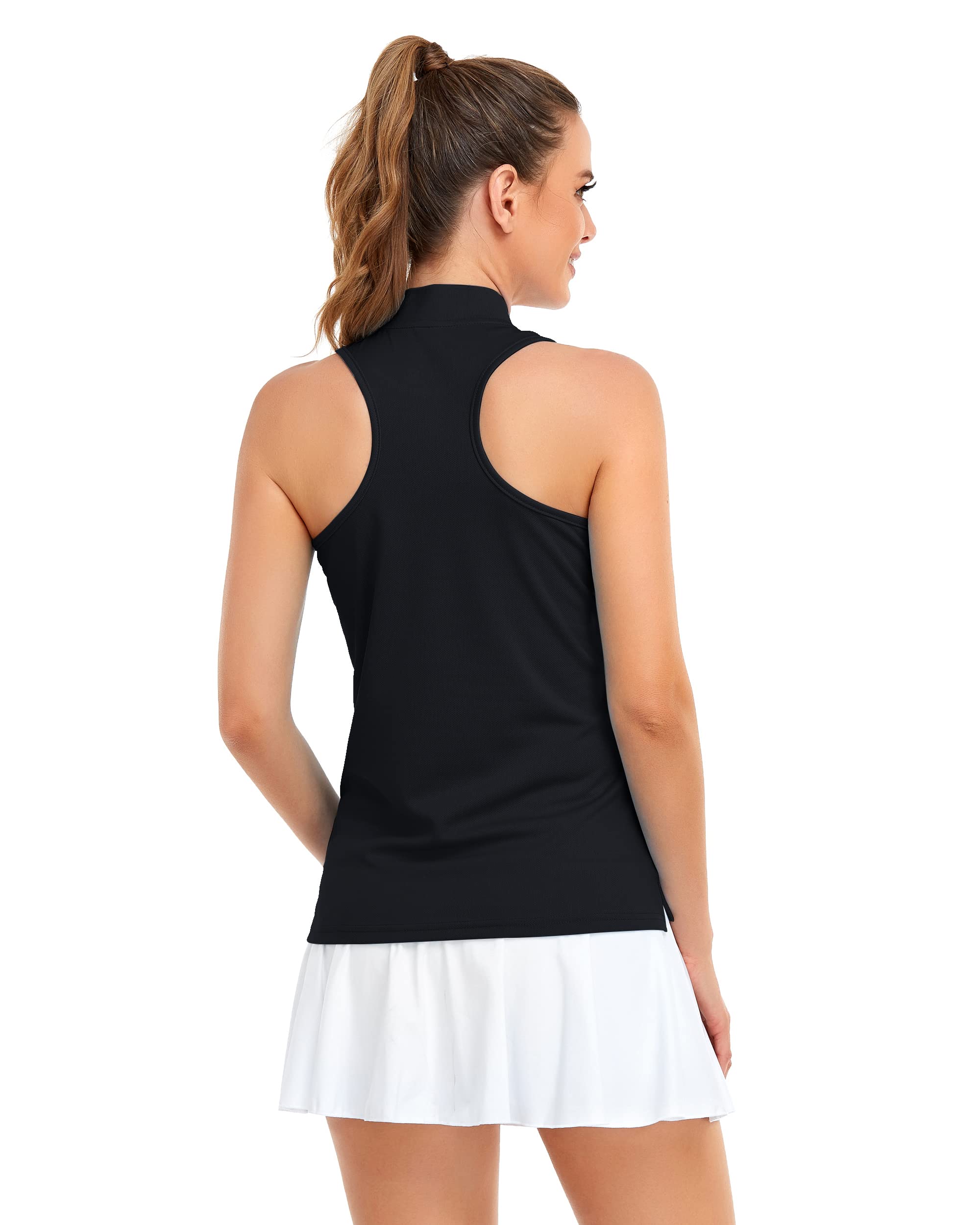 Black Racerback Tank Tops for Womens Golf Polo Shirts Sleeveless Summer Lightweight Moisture Wicking Tennis Shirts Apparel