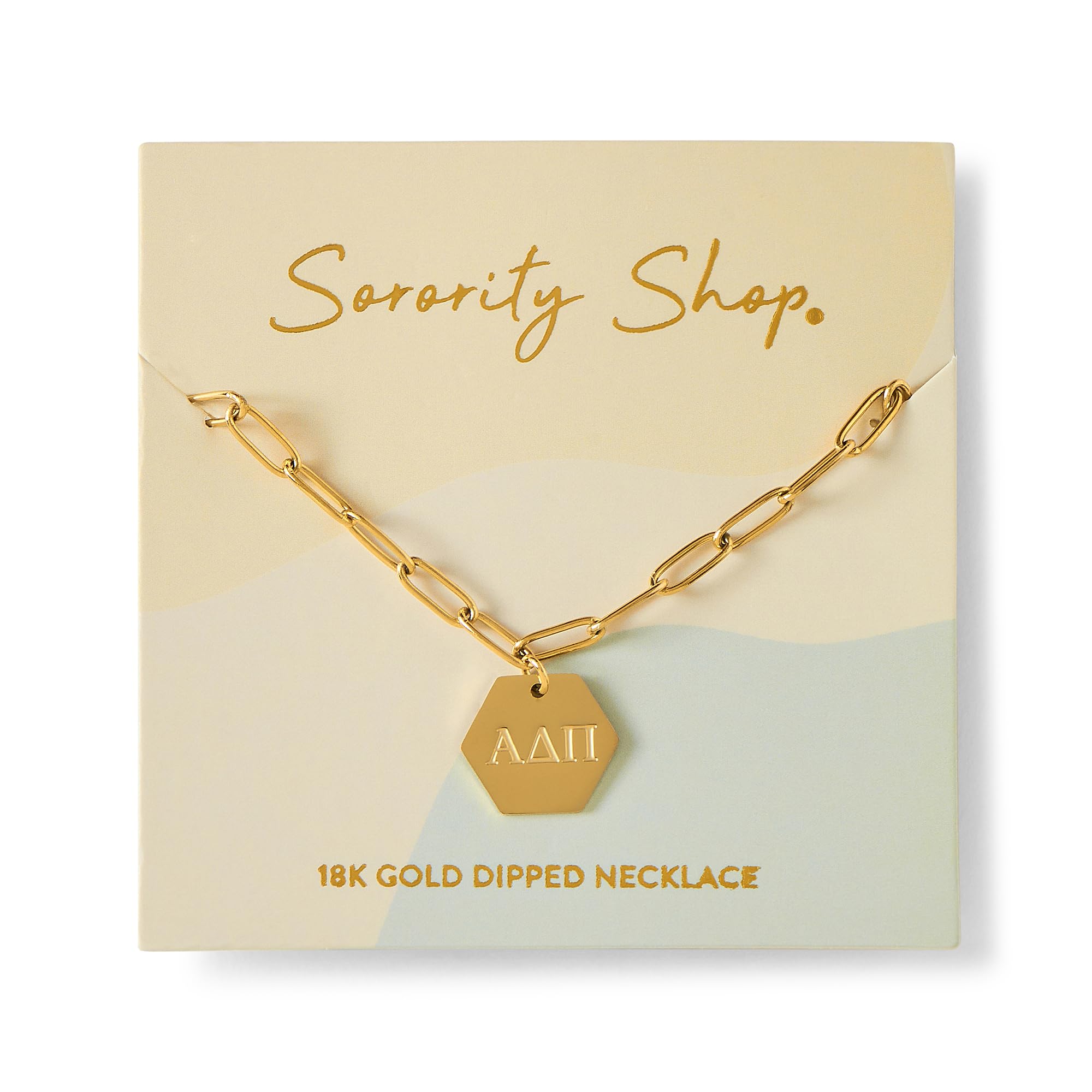 Sorority Shop Gold Plated Alpha Delta Pi Necklace — 18k Long-Lasting Sorority Gifts for Women