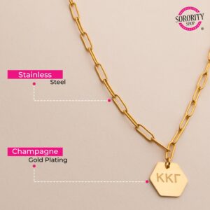 Sorority Shop Delta Gamma Paperclip Necklace — DG 18K Gold Plated Sorority Gifts Necklace, Long-Lasting Delta Gamma Gifts for Women