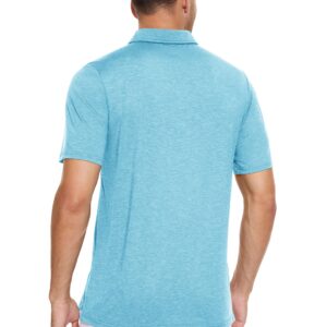 Polo Shirts for Men Short Sleeve Shirts Golf Shirts for Men Casual Shirts Summer T-Shirts Work Shirts for Men Quick Dry Shirts Outdoor Polo Shirt Water Blue