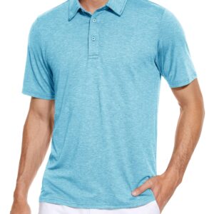 Polo Shirts for Men Short Sleeve Shirts Golf Shirts for Men Casual Shirts Summer T-Shirts Work Shirts for Men Quick Dry Shirts Outdoor Polo Shirt Water Blue