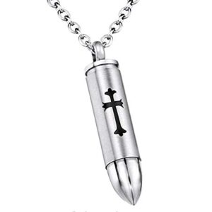 MEMORIALU Celtic Cross Bullet Urn Necklaces for Ashes Cremation Jewelry Stainless Steel Keepsake Memorial Pendant