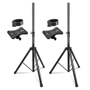 5 core speaker stand pair tripod floor heavy duty adjustable up to 72 inch dj studio monitor stands pole mount - ss hd 2pk blk wob