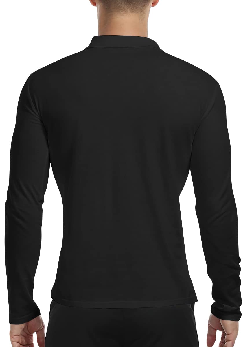 YTD Mens Polo Shirts Long Sleeve Cotton Golf Polo Shirts for Men Slim Fit Casual Tops