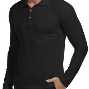 YTD Mens Polo Shirts Long Sleeve Cotton Golf Polo Shirts for Men Slim Fit Casual Tops