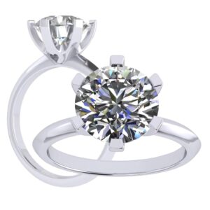 nana jewels matrix 1.00ct (6.5mm) round zirconia 6 prong solitaire ring - platinum plated sterling silver - size 5.5