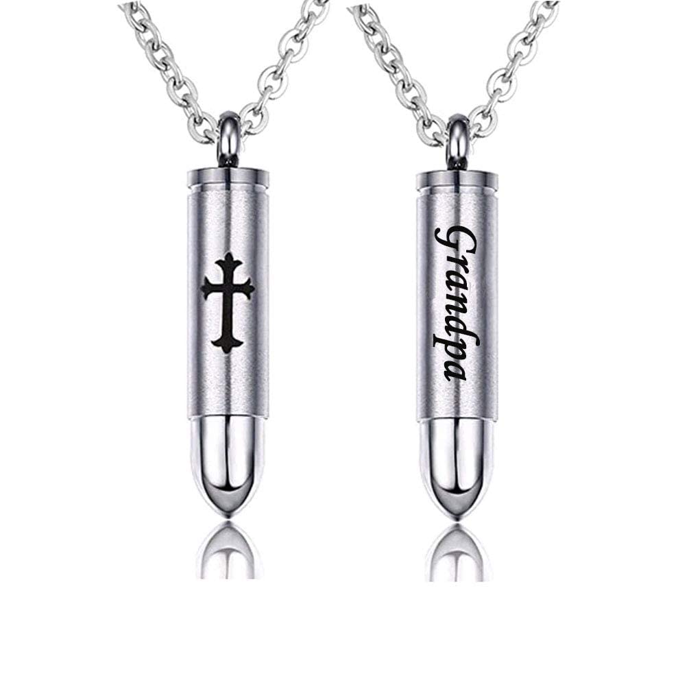 MEMORIALU Celtic Cross Bullet Urn Necklaces for Ashes Cremation Jewelry Stainless Steel Keepsake Memorial Pendant