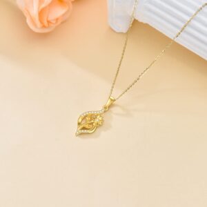 Rikelus 14K Gold Sunflower Necklace for Women Solid Gold Infinity Pendant Necklace Sunflower Jewelry Dainty Flower Necklace Christmas Birthday Gift for Girlfriend Wife Mom Her 16+1+1 inch (Infinity)