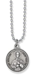 saint gerard necklace patron saint of fertility & pregnancy catholic jewelry - silver oxidized round 7/8" st gerard medal with 24" adjustable hypoallergenic ball chain - made in italy