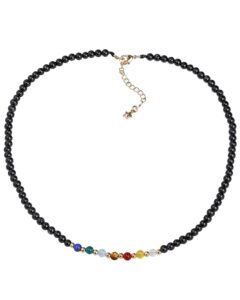 jewever 7 chakra beaded choker necklace for women black agate healing crystals and gemstones meditation yoga balance jewelry