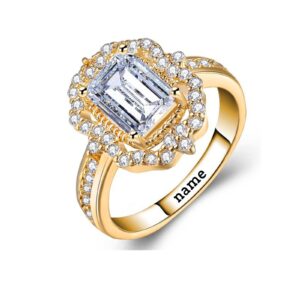 mrenite 1ct halo emerald cut moissanite ring solid 10k yellow gold emerald cut hidden halo moissanite engagement ring (d color vvs1 clarity)