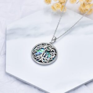 TOUPOP Gifts for Mom Mother and 2 Daughters/Sons Tree of Life Necklace 925 Sterling Silver with Abalone Shell Family Tree Pendant Jewelry Gifts for Women Mom Birthday