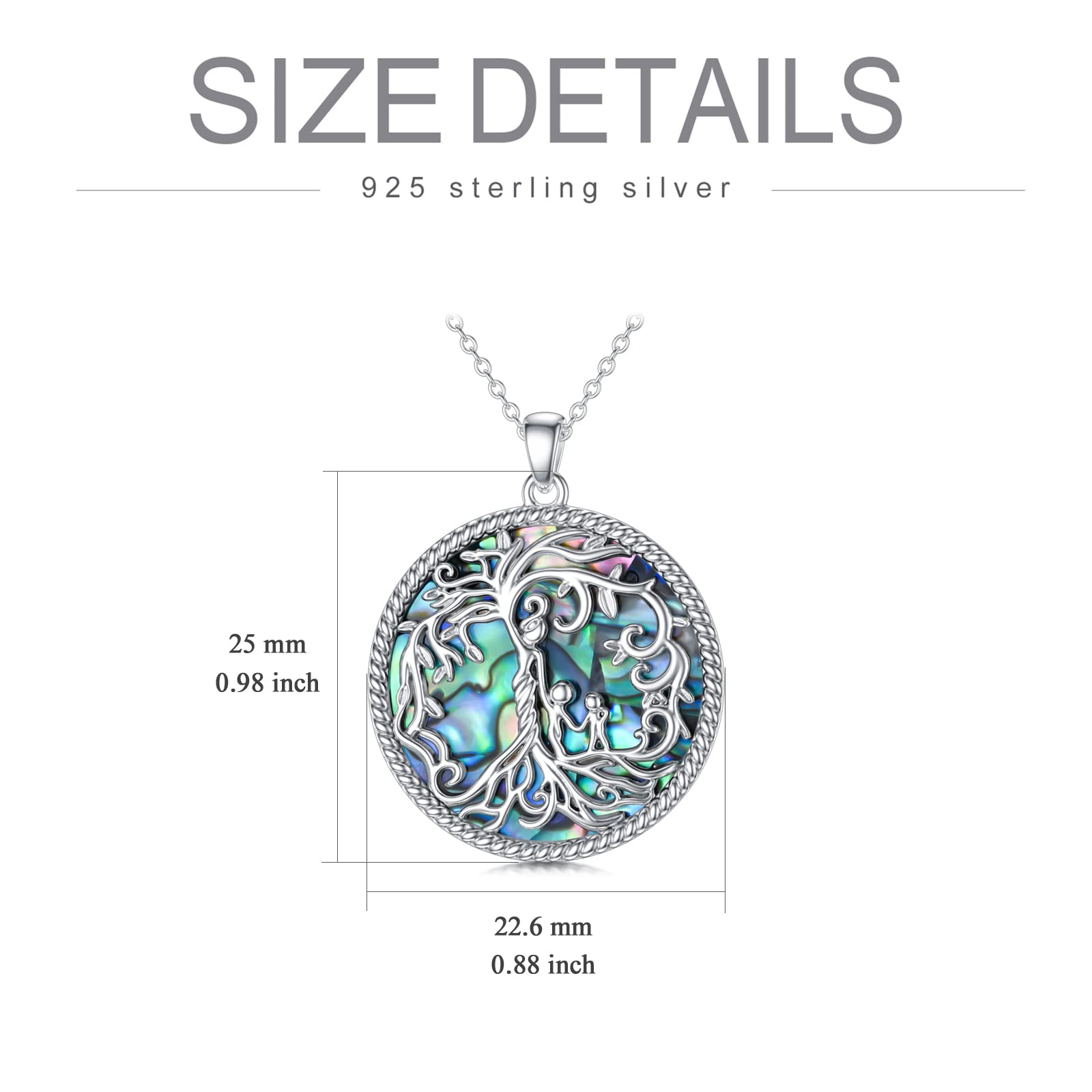 TOUPOP Gifts for Mom Mother and 2 Daughters/Sons Tree of Life Necklace 925 Sterling Silver with Abalone Shell Family Tree Pendant Jewelry Gifts for Women Mom Birthday