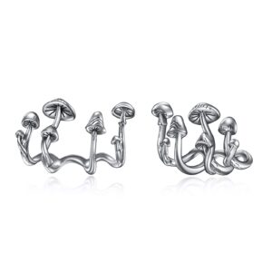 tiger rider mushroom 925 sterling silver earrings stud claw earrings cuff cute gothic jewelry for women gift…