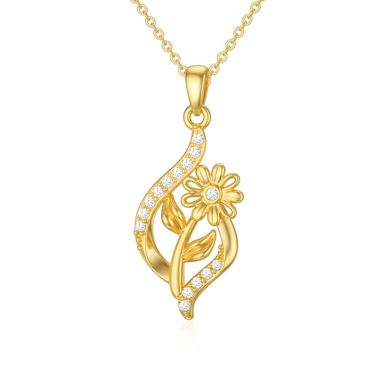 Rikelus 14K Gold Sunflower Necklace for Women Solid Gold Infinity Pendant Necklace Sunflower Jewelry Dainty Flower Necklace Christmas Birthday Gift for Girlfriend Wife Mom Her 16+1+1 inch (Infinity)